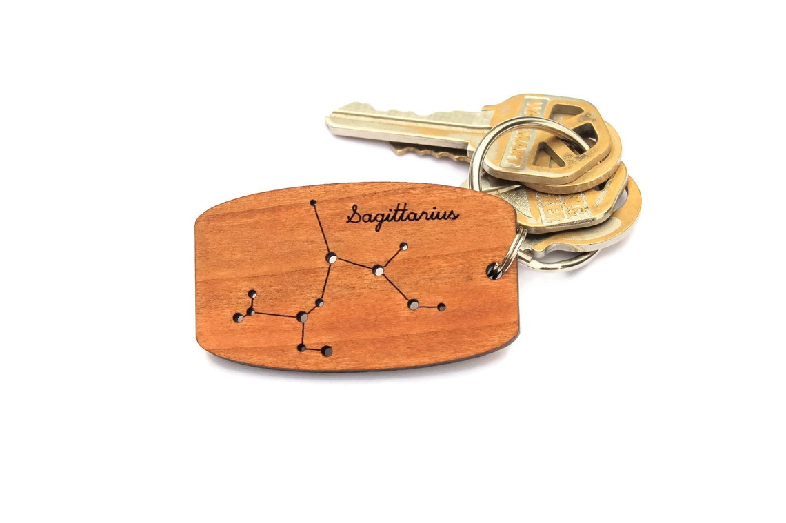 Sagittarius Zodiac Constellation Wood Keychain Made in the USA | Etsy