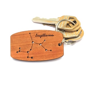 Sagittarius Zodiac Constellation Wood Keychain Made in the USA ...