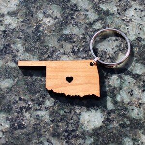 Oklahoma Map Keychain Wood Oklahoma Outline Keyring Home State Keyfob ...