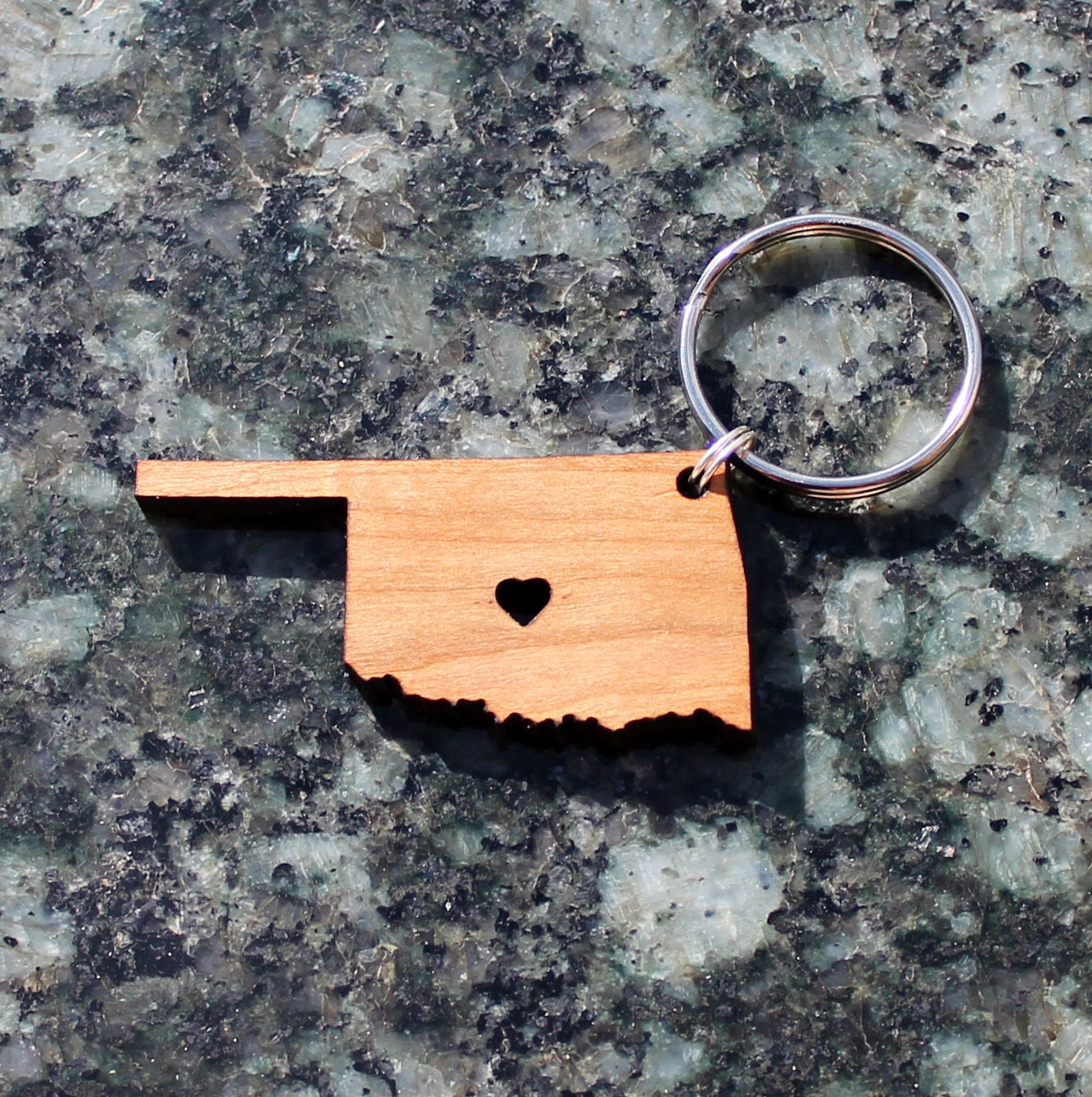 Oklahoma Map Keychain - Wood Oklahoma Outline Keyring - Home State ...