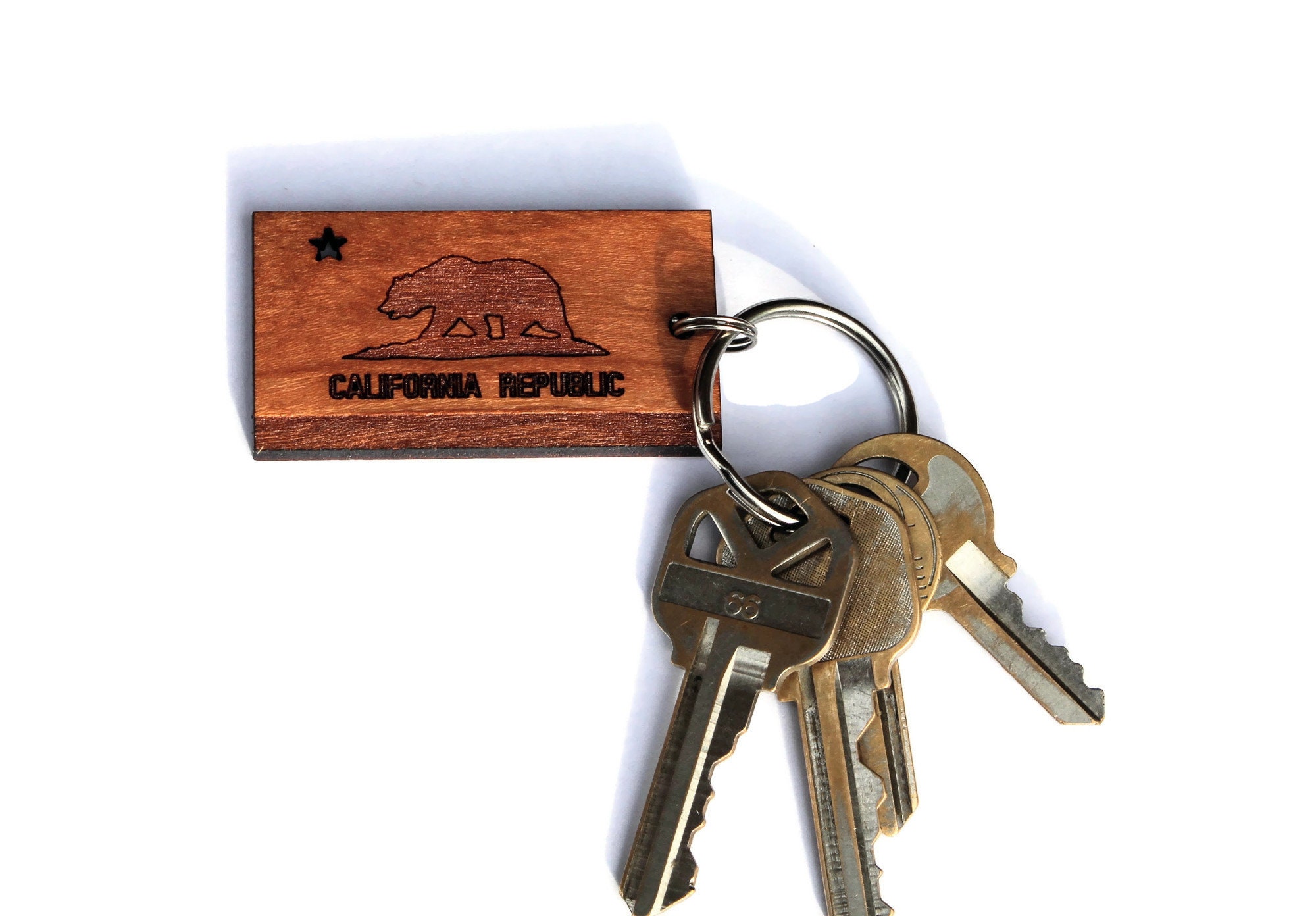 California State Flag wooden keychain made in the USA