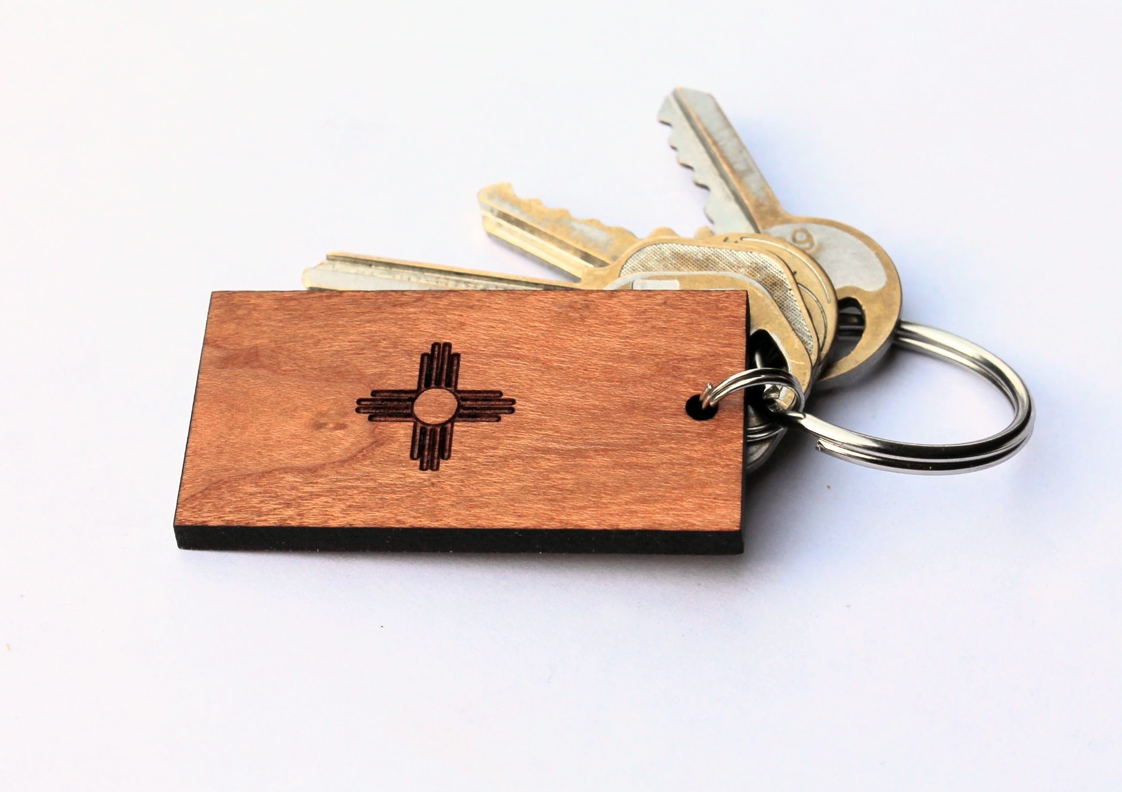 New Mexico State Flag Keychain - Zia Keychain - New Mexico Souvenir ...