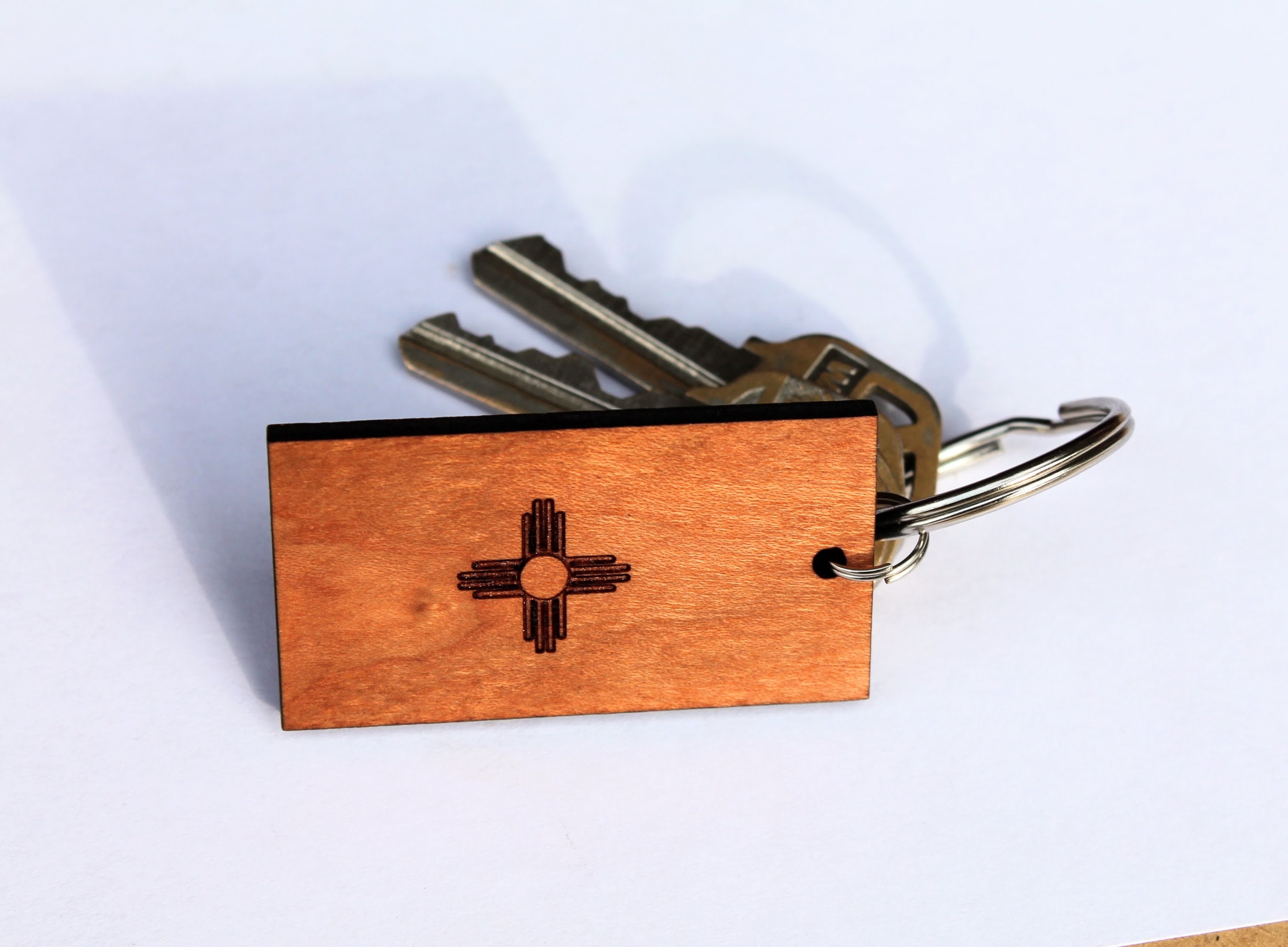 New Mexico State Flag Keychain - Zia Keychain - New Mexico Souvenir ...