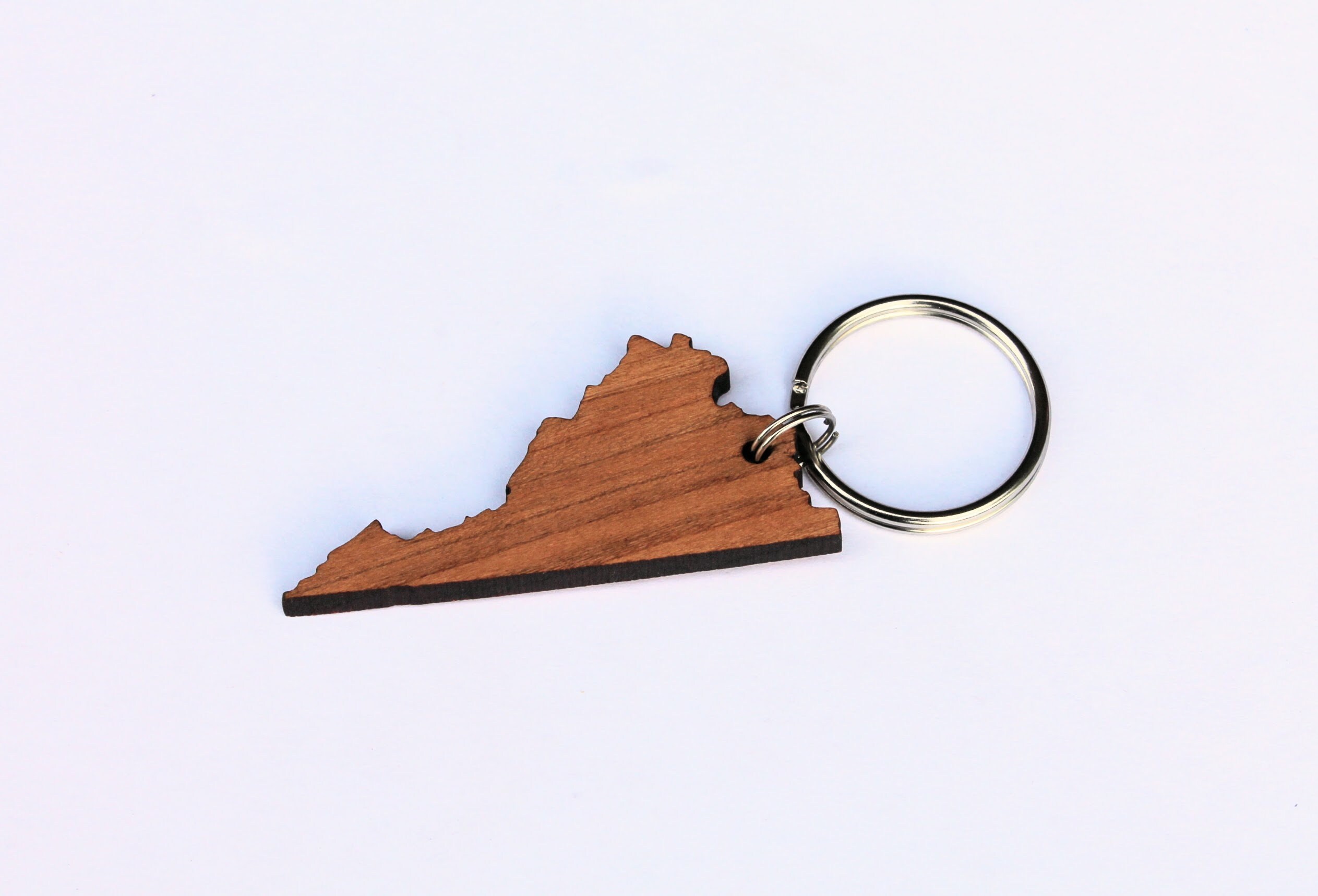 Virginia map wooden keychain made in the USA