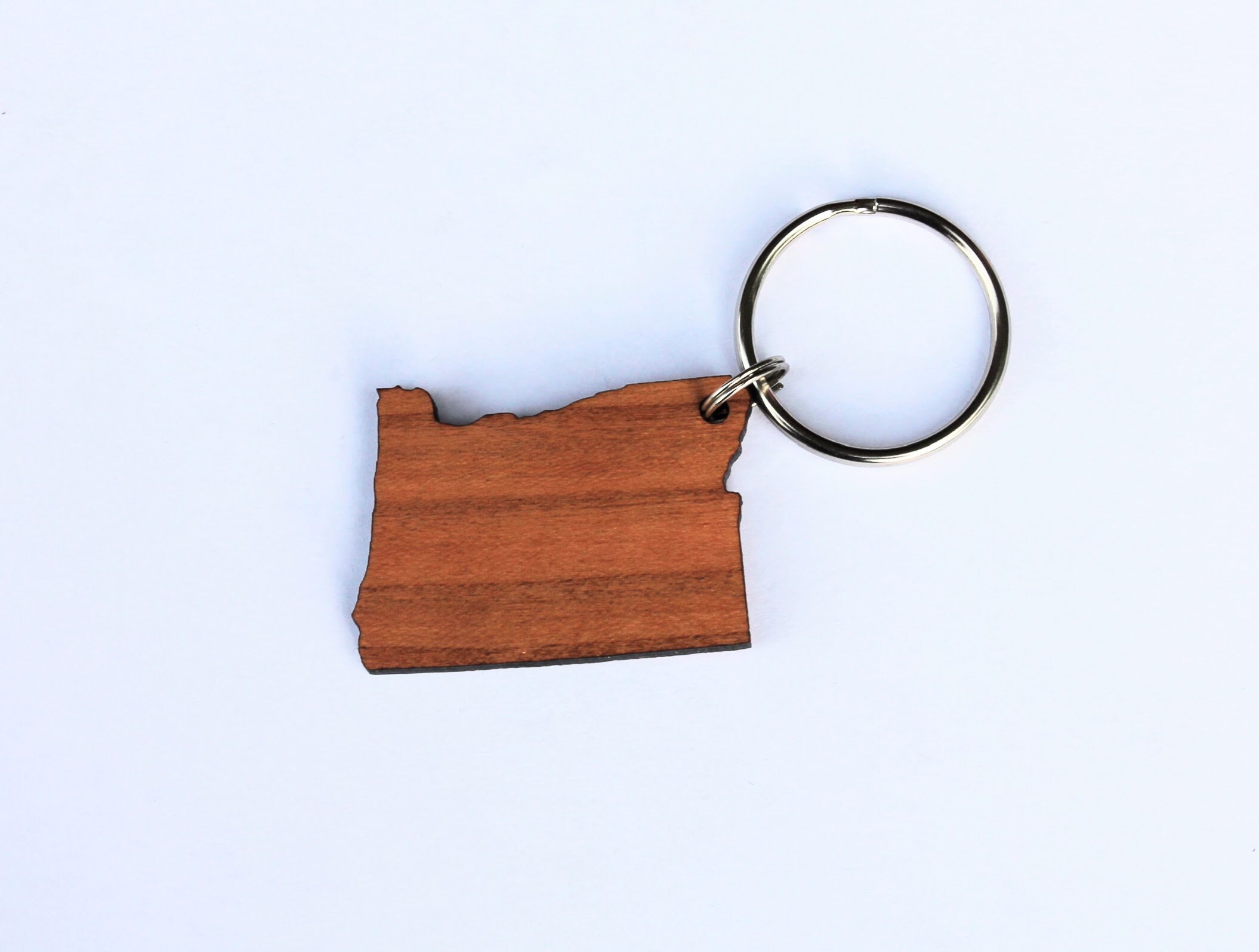 Oregon map wooden keychain made in the USA