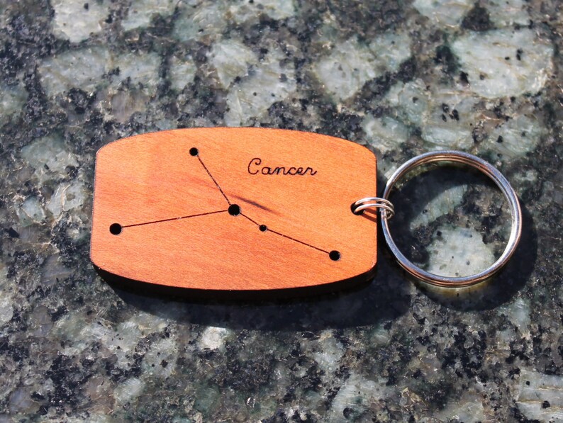 Cancer Zodiac Constellation Wood Keychain Made in the USA / | Etsy