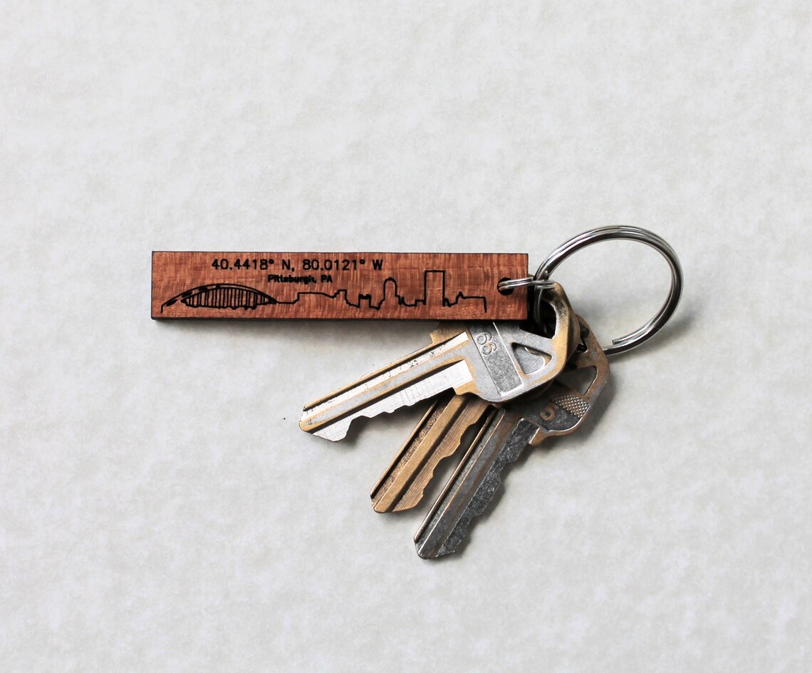 Pittsburgh Skyline Keychain New Home Keychain Wood - Etsy