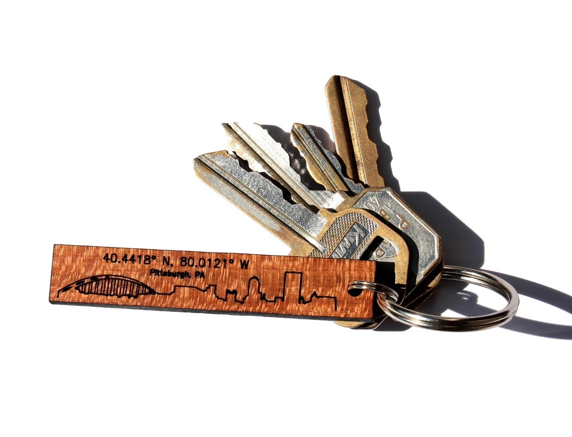 Pittsburgh Skyline Keychain New Home Keychain Wood - Etsy