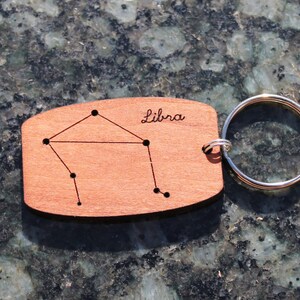 Libra Zodiac Constellation Wood Keychain Made in the USA / Birthday ...