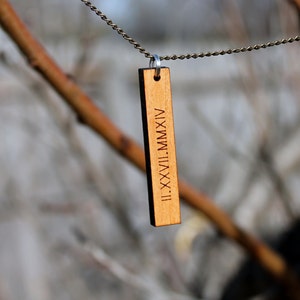Personalized Roman Numerals Pendant Necklace Made From Urban Wood ...