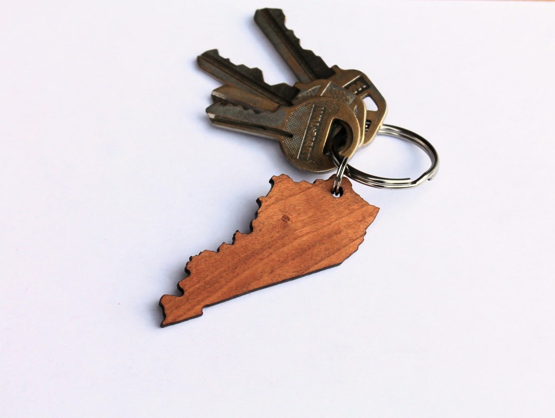 Wooden Kentucky Keychain Home State Keyring Kentucky State Shape ...