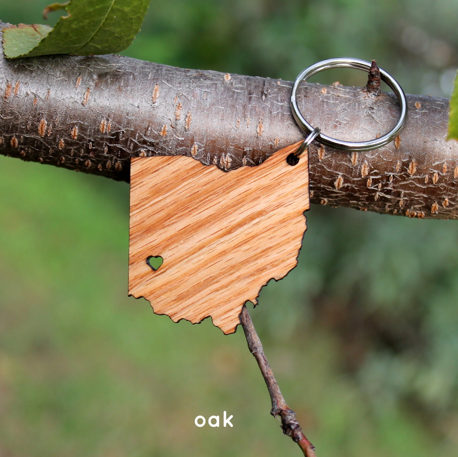 Ohio keychain made from urban wood
