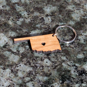 Oklahoma Map Keychain Wood Oklahoma Outline Keyring Home State Keyfob ...
