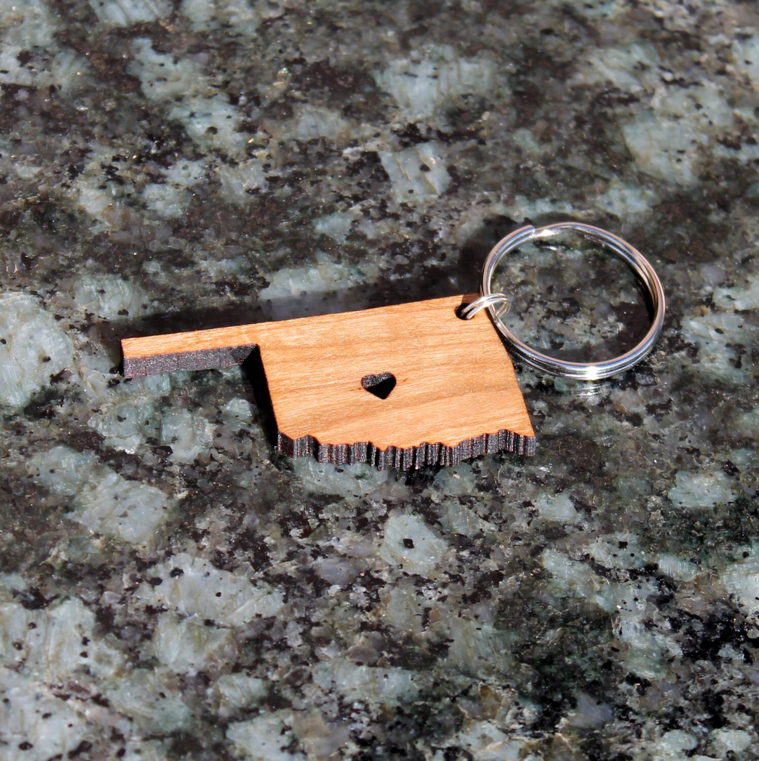 Oklahoma Map Keychain - Wood Oklahoma Outline Keyring - Home State ...