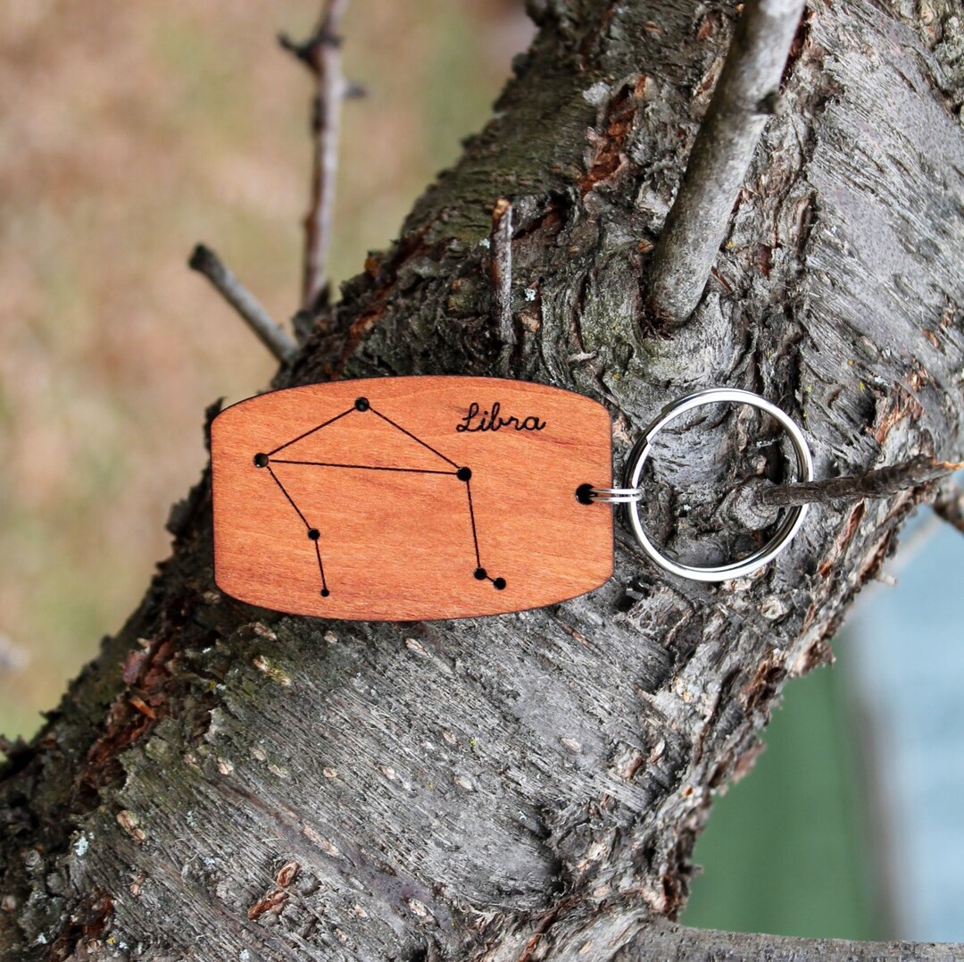 Libra Zodiac Constellation Wood Keychain Made in the USA / Birthday ...