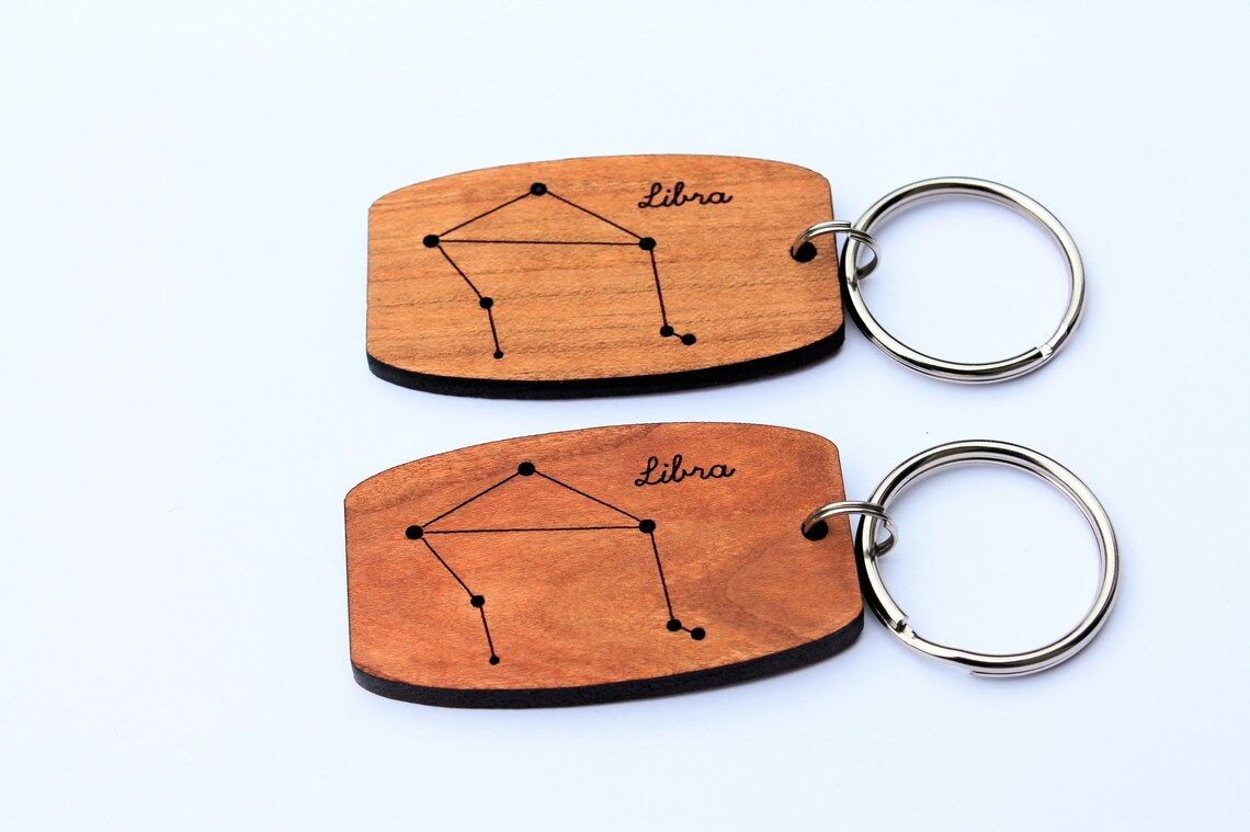 Libra Zodiac Constellation Wood Keychain Made in the USA / - Etsy