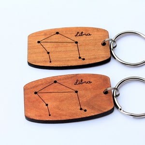 Libra Zodiac Constellation Wood Keychain Made in the USA / Birthday ...