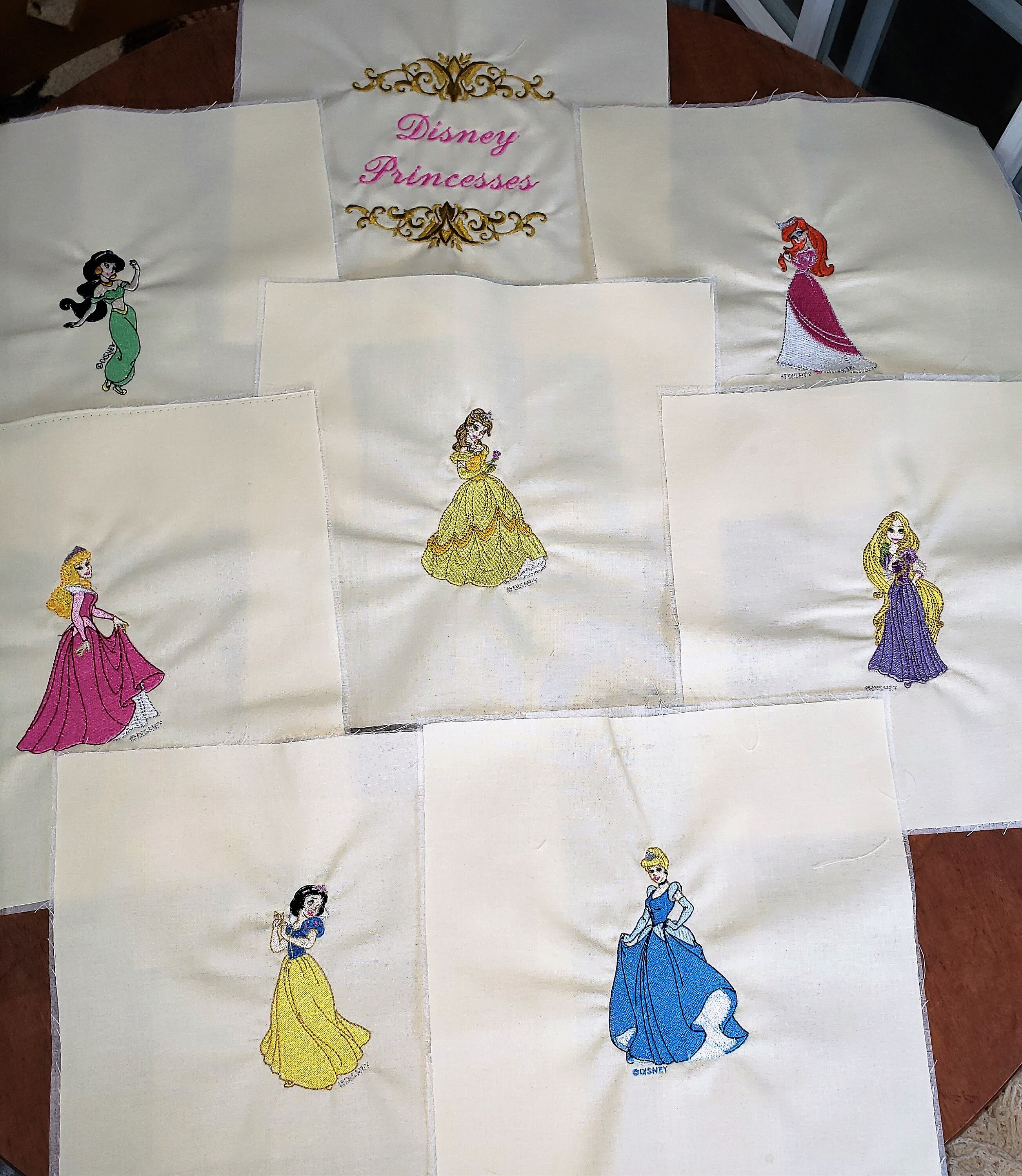 Set of 8 Disney Like Princesses Quilt Blocks 10x10 Quilt Blocks ...