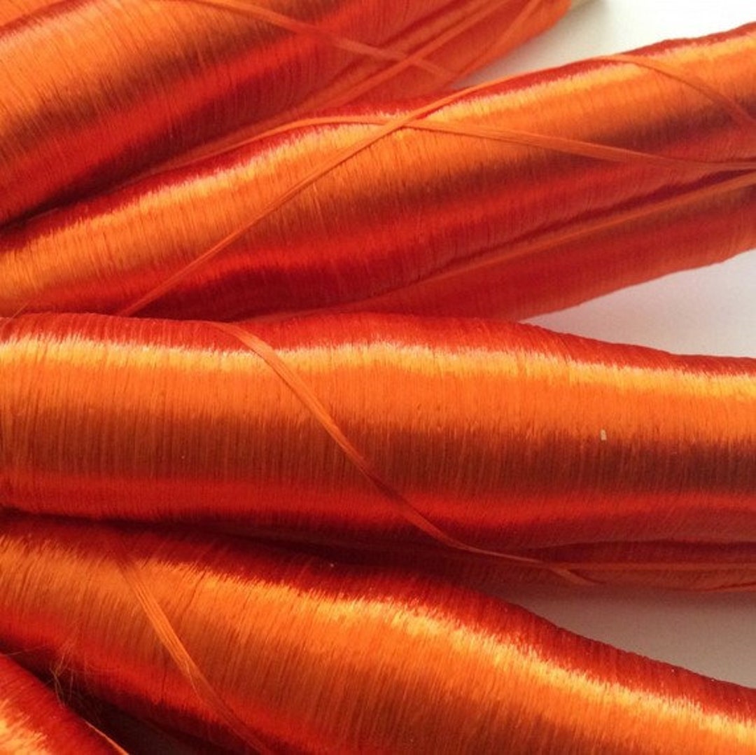 2 Spools of Orange Vegan Silk Thread, Embroidery, Jewelry, Weaving ...