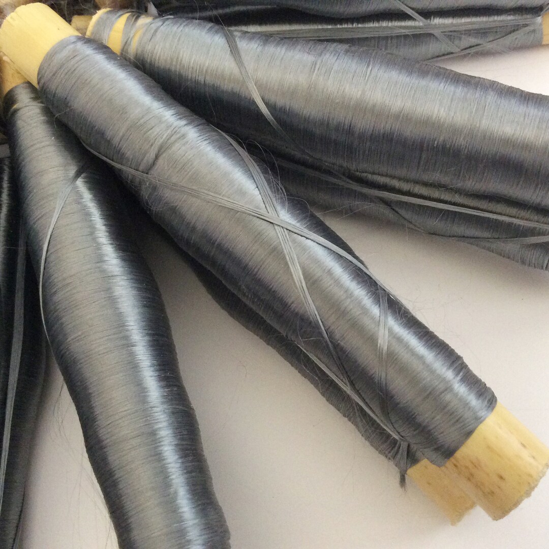 2 Reels of Vegetable Silk Threads Dark Grey, Natural Silk, Moroccan ...