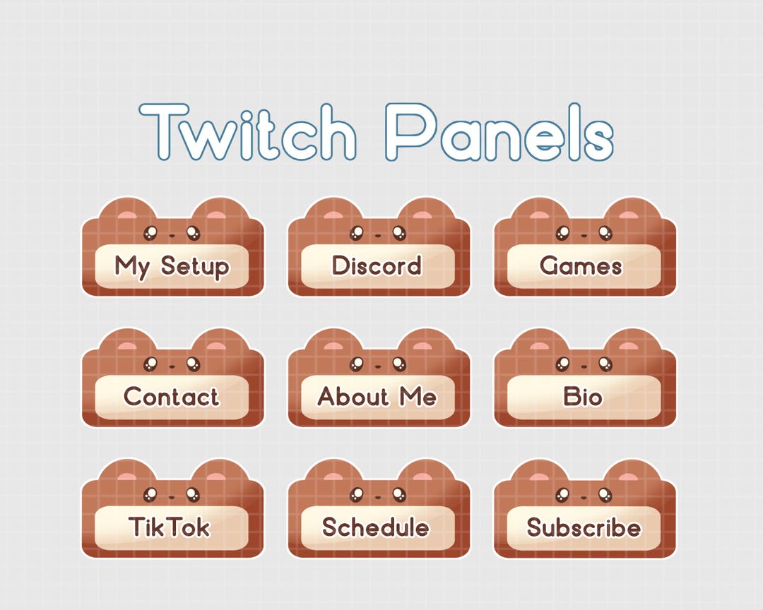 Kawaii Bear Twitch Panel Pack | Cute | Gamer | Plushie | Streamer - Etsy