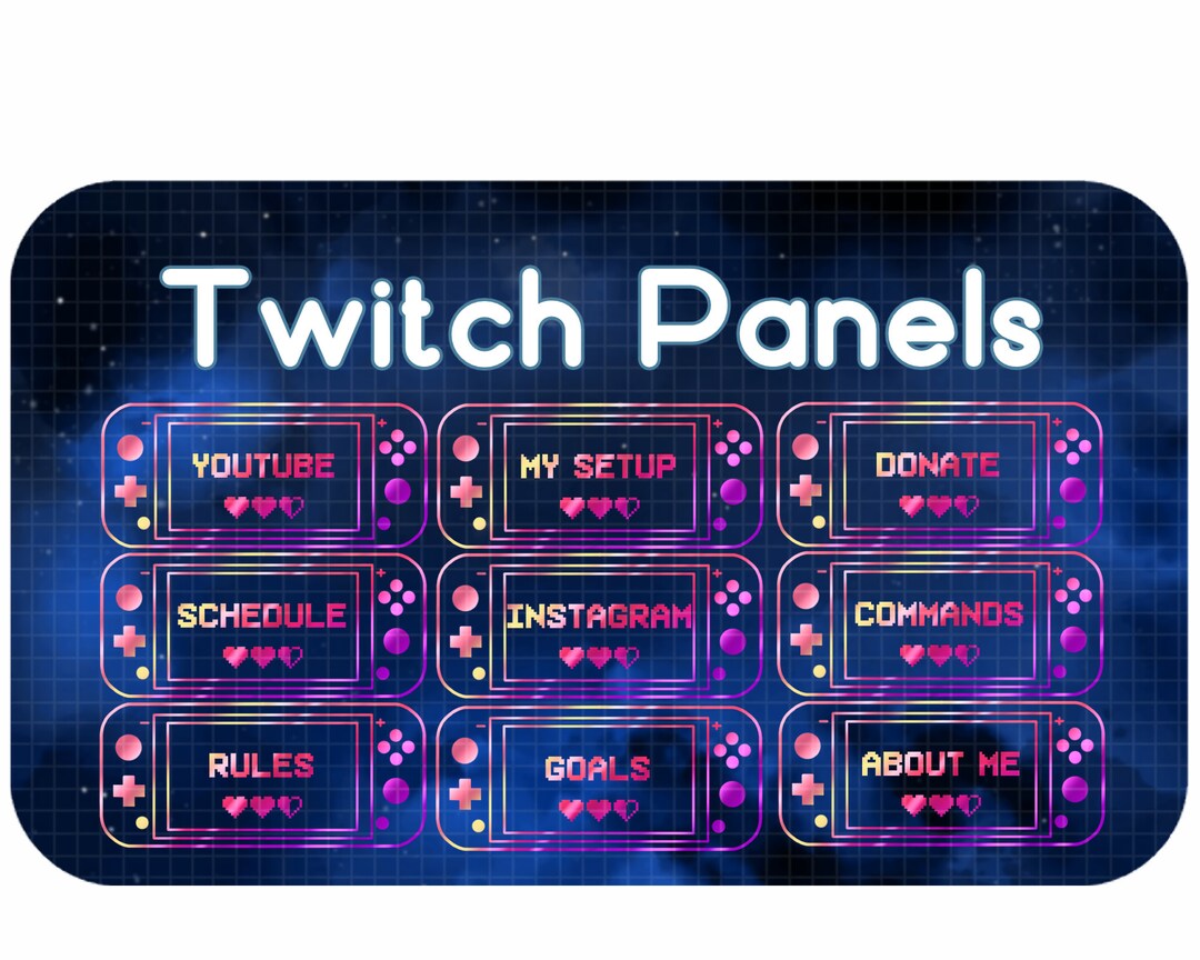 Cute Console - 32 Twitch Panel Pack | Neon Twitch Panels - Etsy