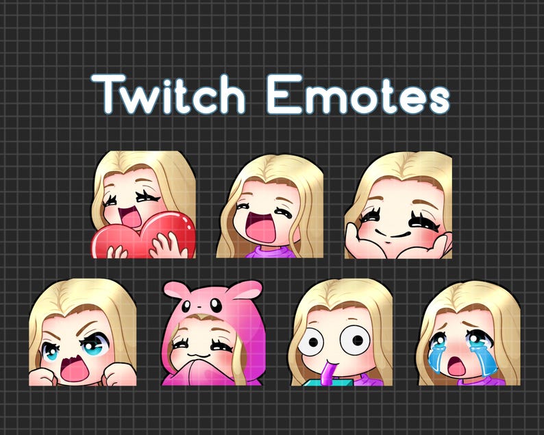 Cute Blonde Twitch Emote Pack | Cute | Blonde Girl | Chibi Girl ...