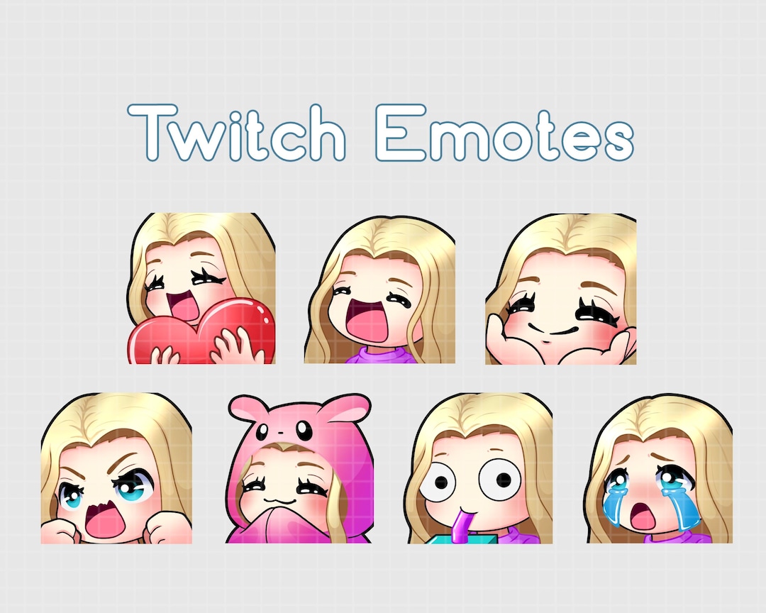 Cute Blonde Twitch Emote Pack | Cute | Blonde Girl | Chibi Girl ...