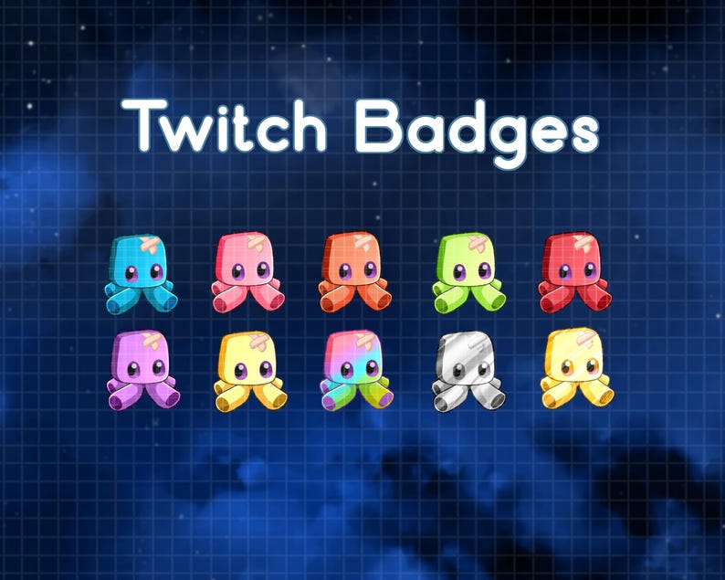 Squishy Valorant Twitch Badge Pack | Cute Octopus | Plushie | Sub | Bits | Streamer | Gamer ...