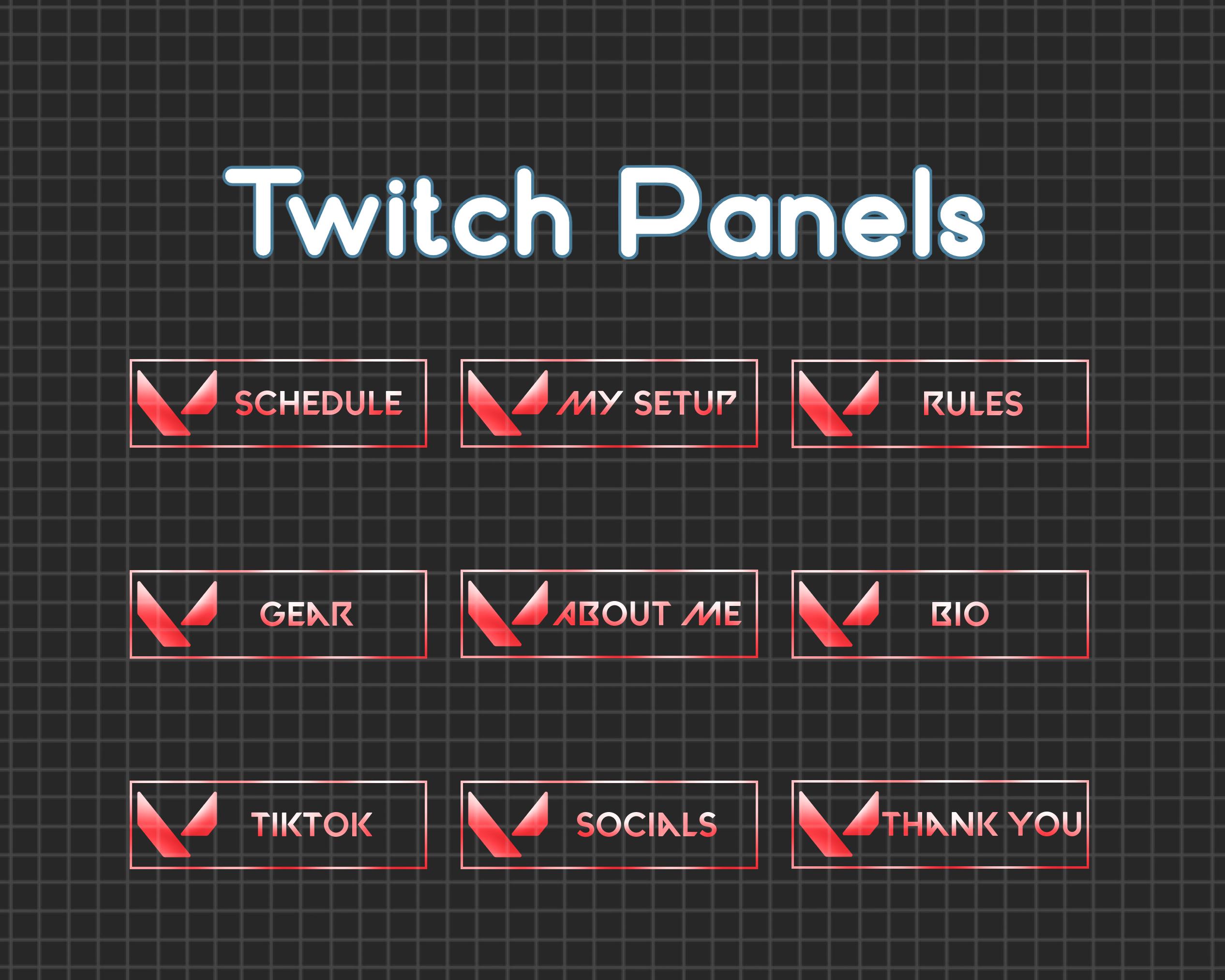 Valorant Twitch Panel Pack | Neon | Gaming | Red | Minimalist ...