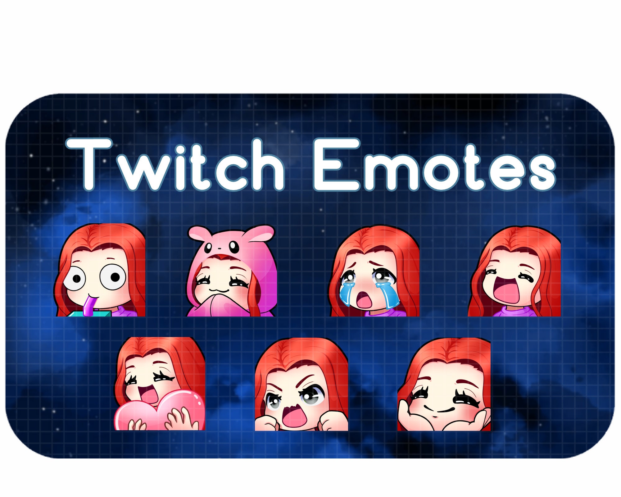 Linda chica pelirroja Twitch Emote Pack / Cute / Chibi / Kawaii ...