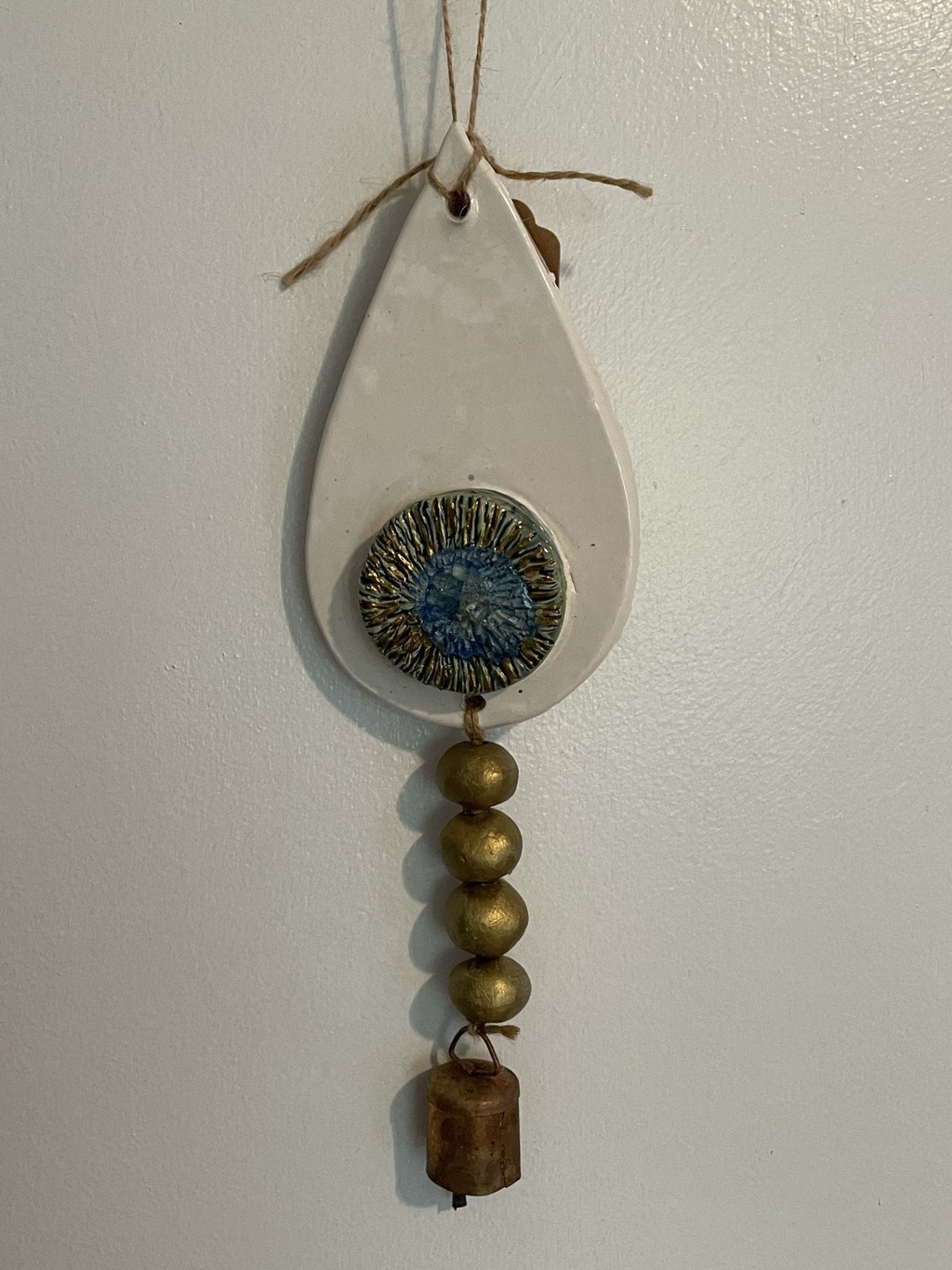 Ceramic "eye of Ila" Teardrop Wind Chime Wall Hanging/minimalistic/boho ...