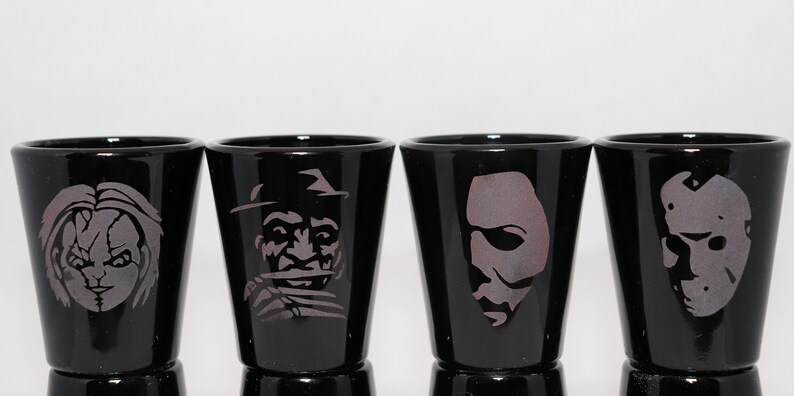 Horror Shot Glasses Black Set of 4 Freddy Krueger Jason | Etsy