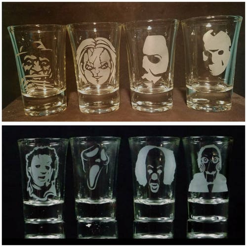 Horror Shot Glasses Black Set of 4 Freddy Krueger Jason | Etsy