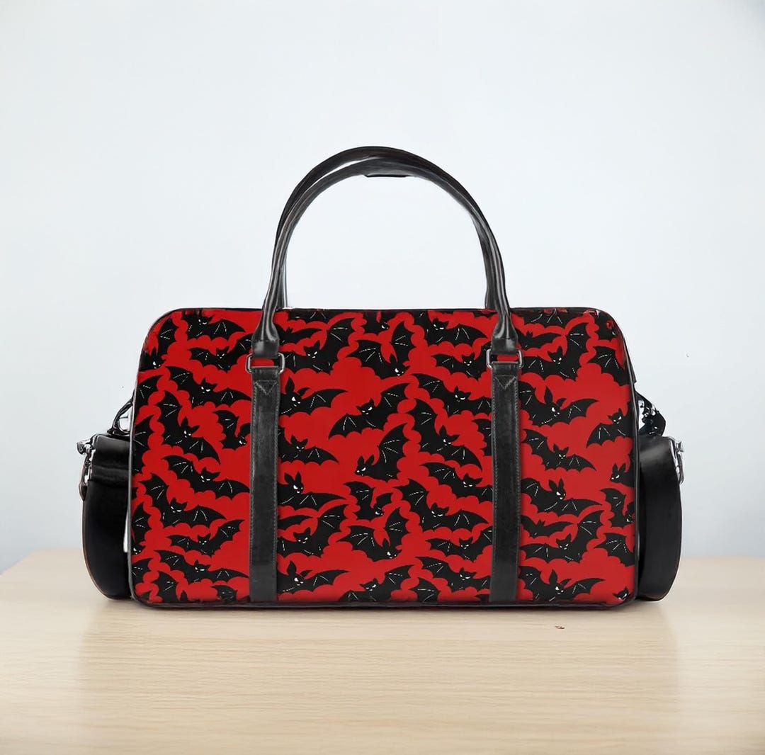 Red Bat Print Duffel Bag: Gothic Halloween Weekender - Etsy