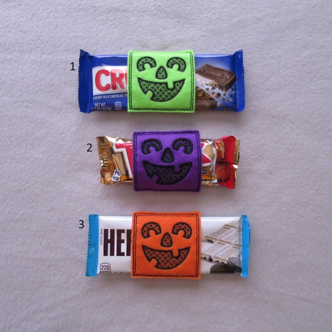 Halloween Candy Bar Slider Treat Bag Pumpkin Candy Bar Holder Treat ...