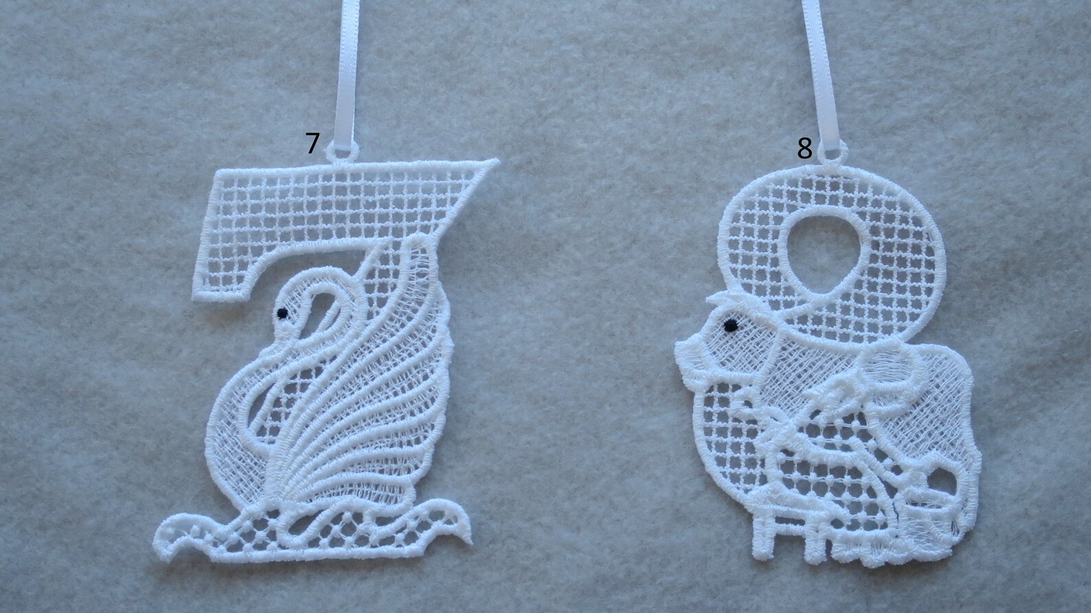 Embroidered Lace Christmas Ornaments: 12 Days of Christmas Set - Etsy