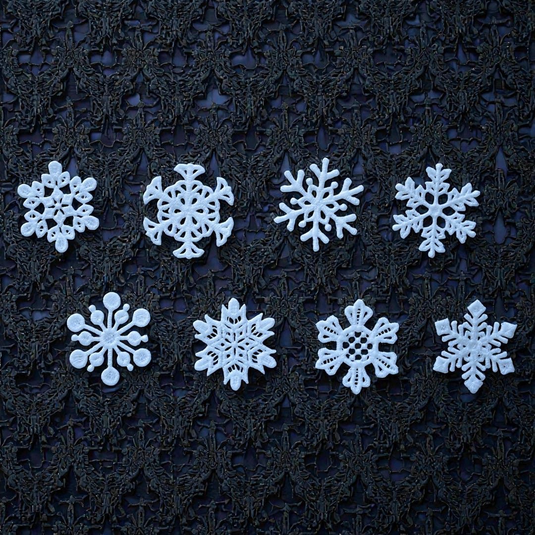 Mini Snowflake Lace Appliques Embroidered FSL Ornaments With No Hang ...