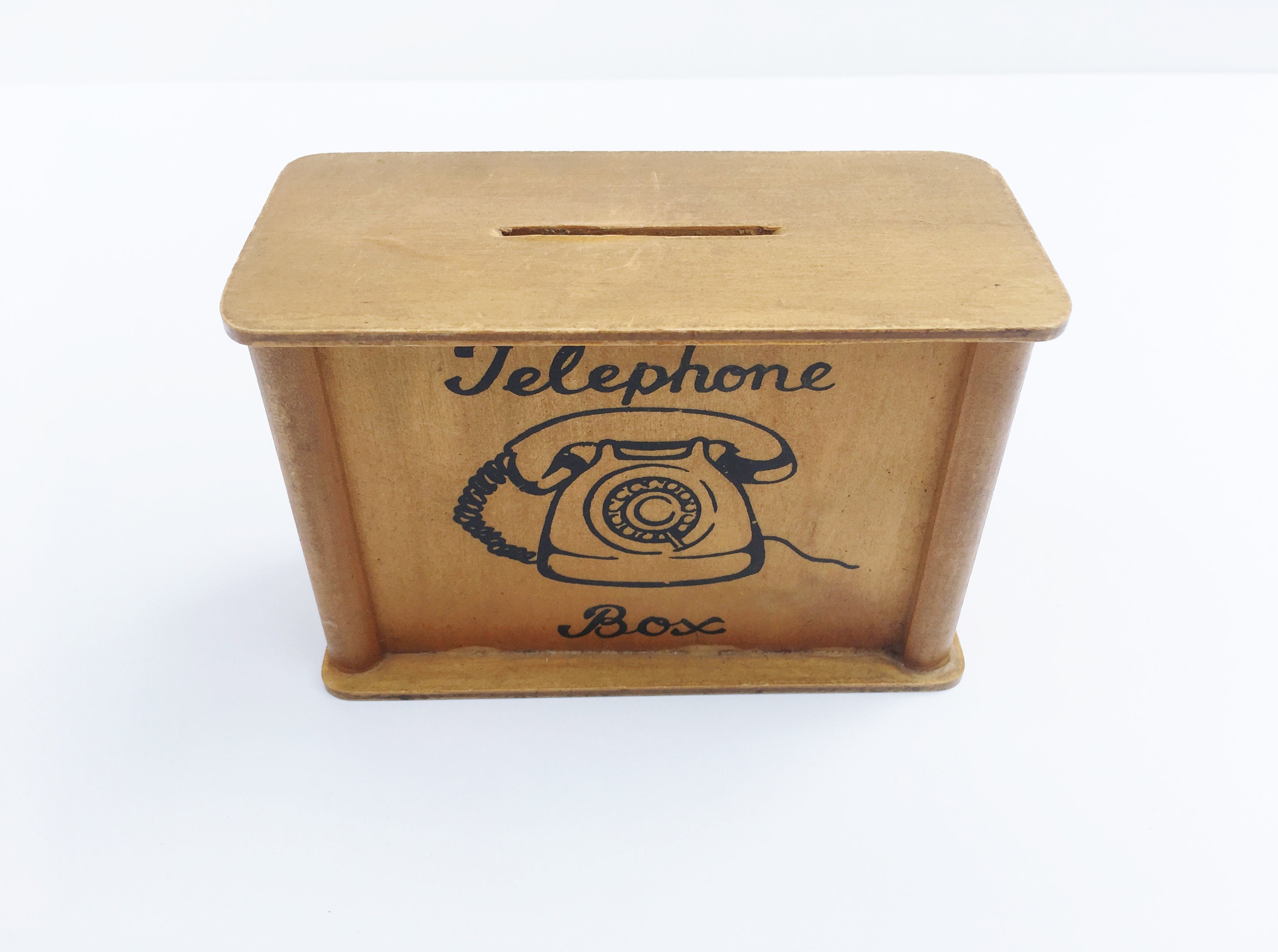 Vintage Wooden Telephone Money Box Retro Mid-Century Phone - Etsy.de