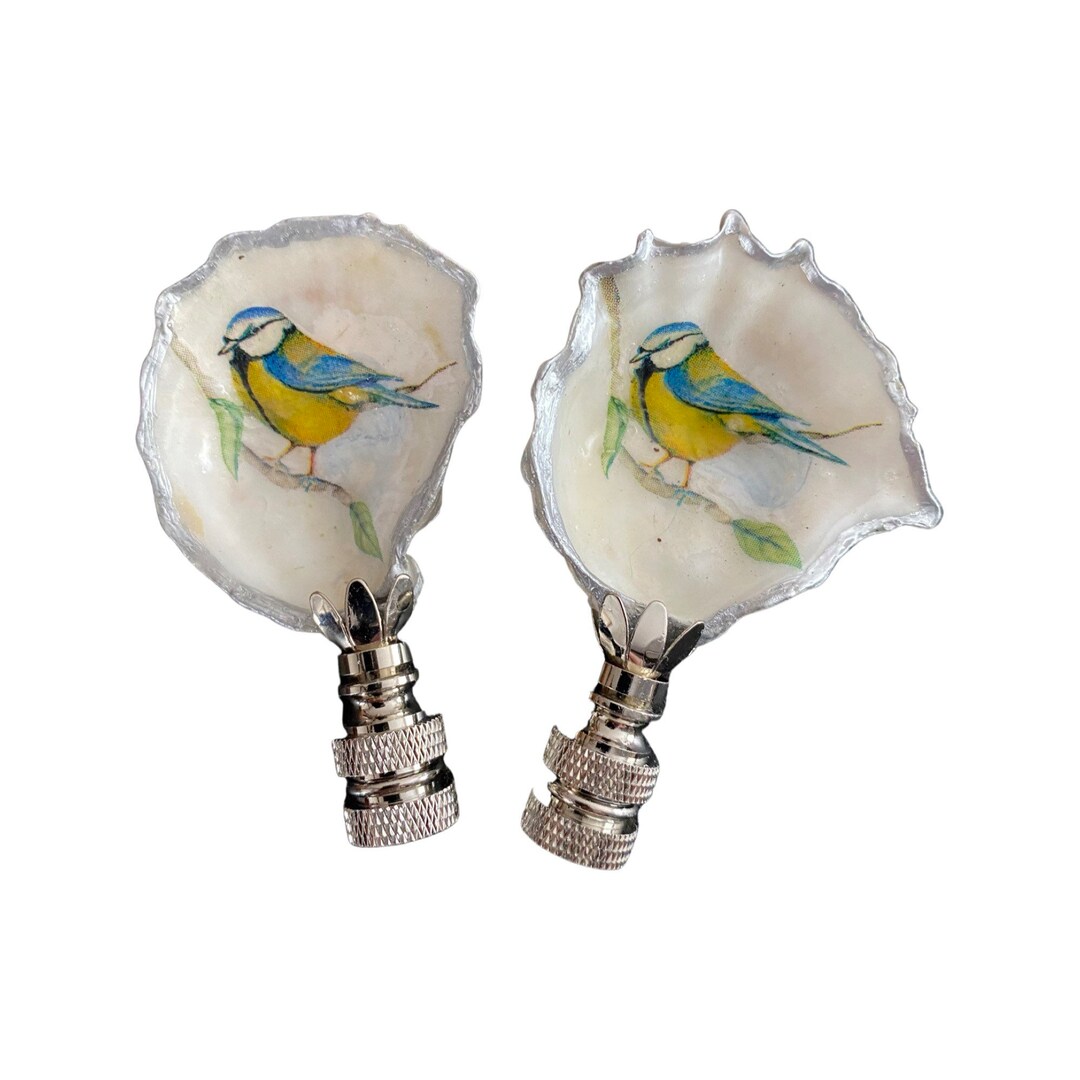 Pair of Bird Decorated Scallop Shell Lamp Finials - Etsy
