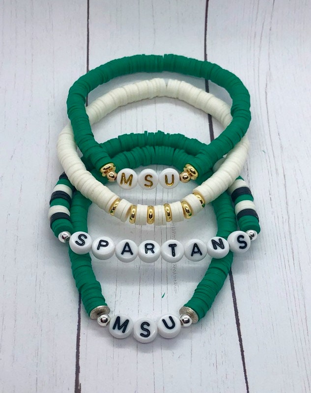 MSU Spartan STACK - Beaded Bracelets | Michigan State Bracelets ...