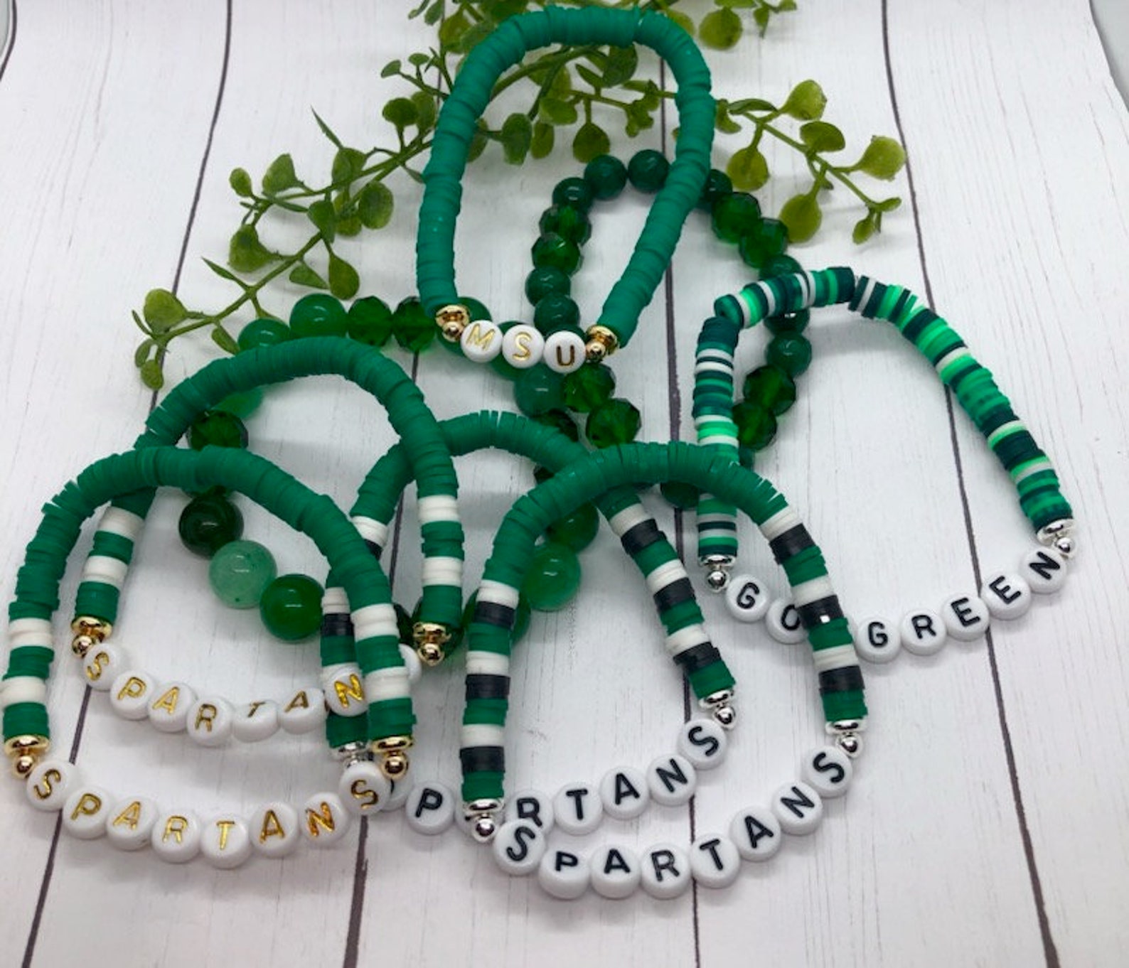 MSU Spartan STACK - Beaded Bracelets | Michigan State Bracelets ...