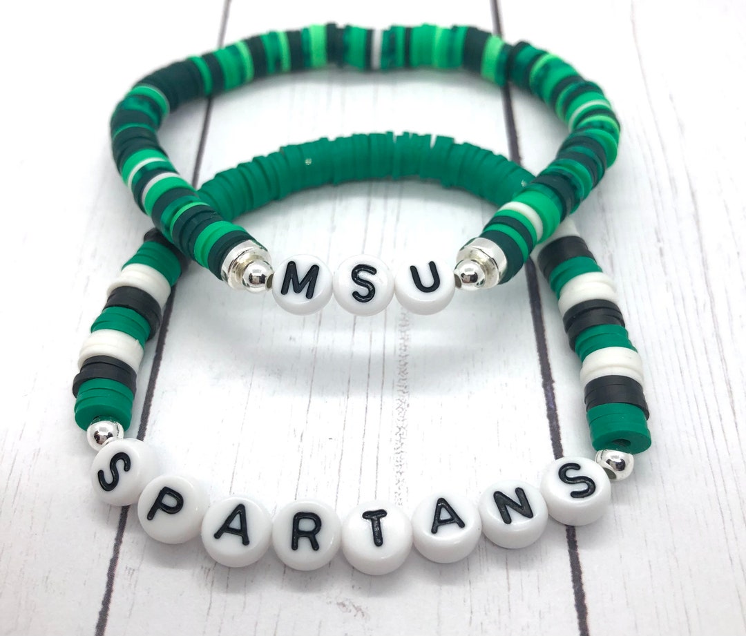 MSU Spartan Heishi Bead Bracelets | Michigan State Bracelets ...