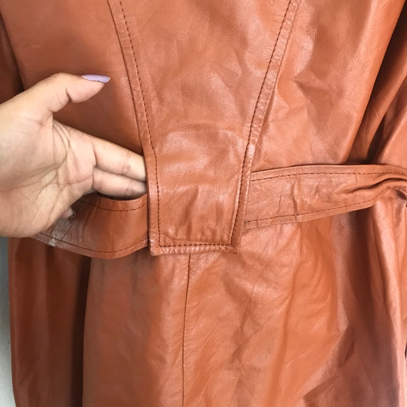 RUST Leather Jacket / Orange Jacket / Belted Jacket /… - Gem