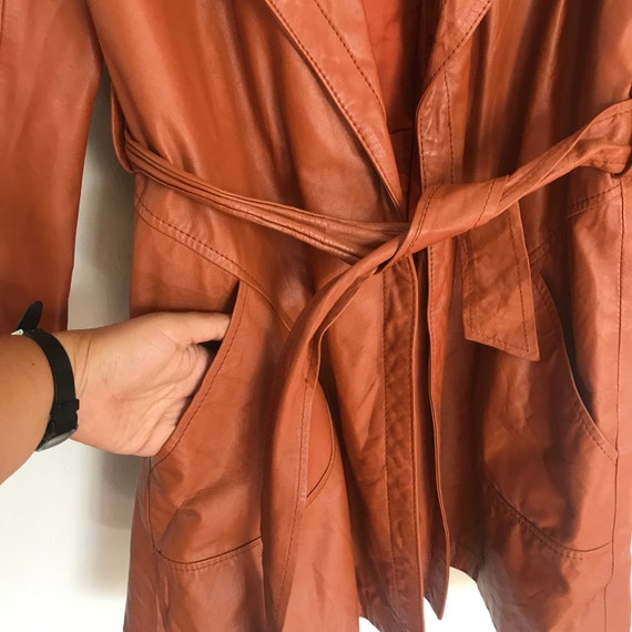 RUST Leather Jacket / Orange Jacket / Belted Jacket /… - Gem