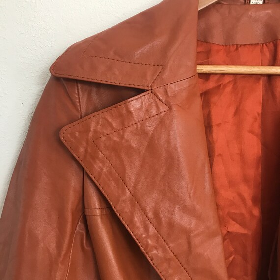 RUST Leather Jacket / Orange Jacket / Belted Jacket /… - Gem
