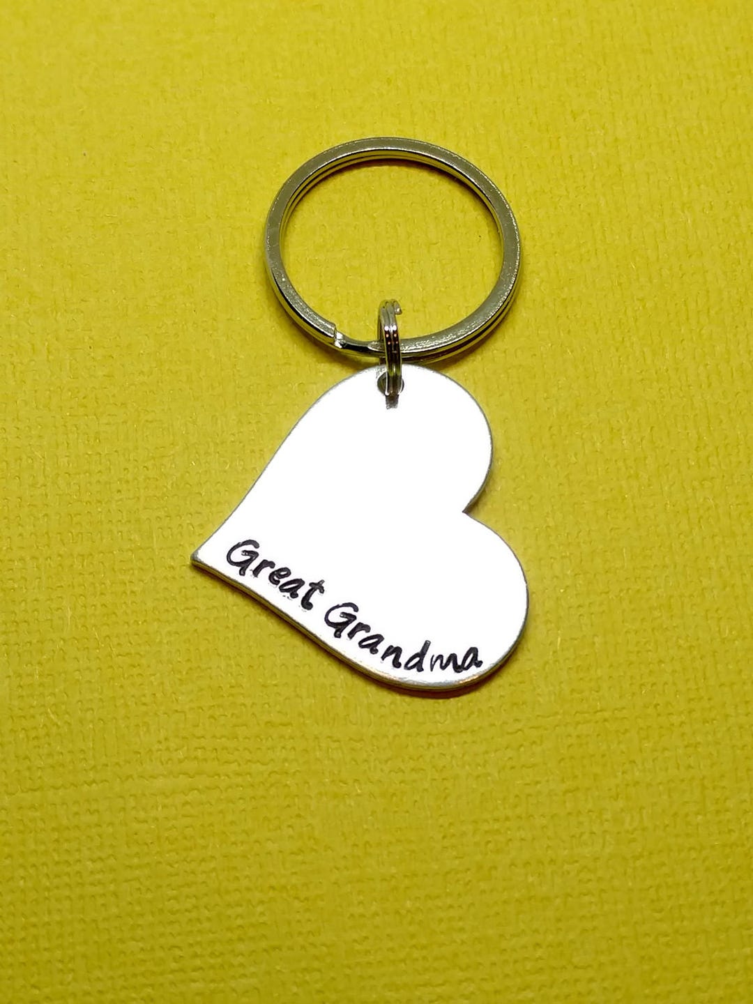 Great Grandma Heart Personalized Hand Stamped Keychain, Hand Stamped ...