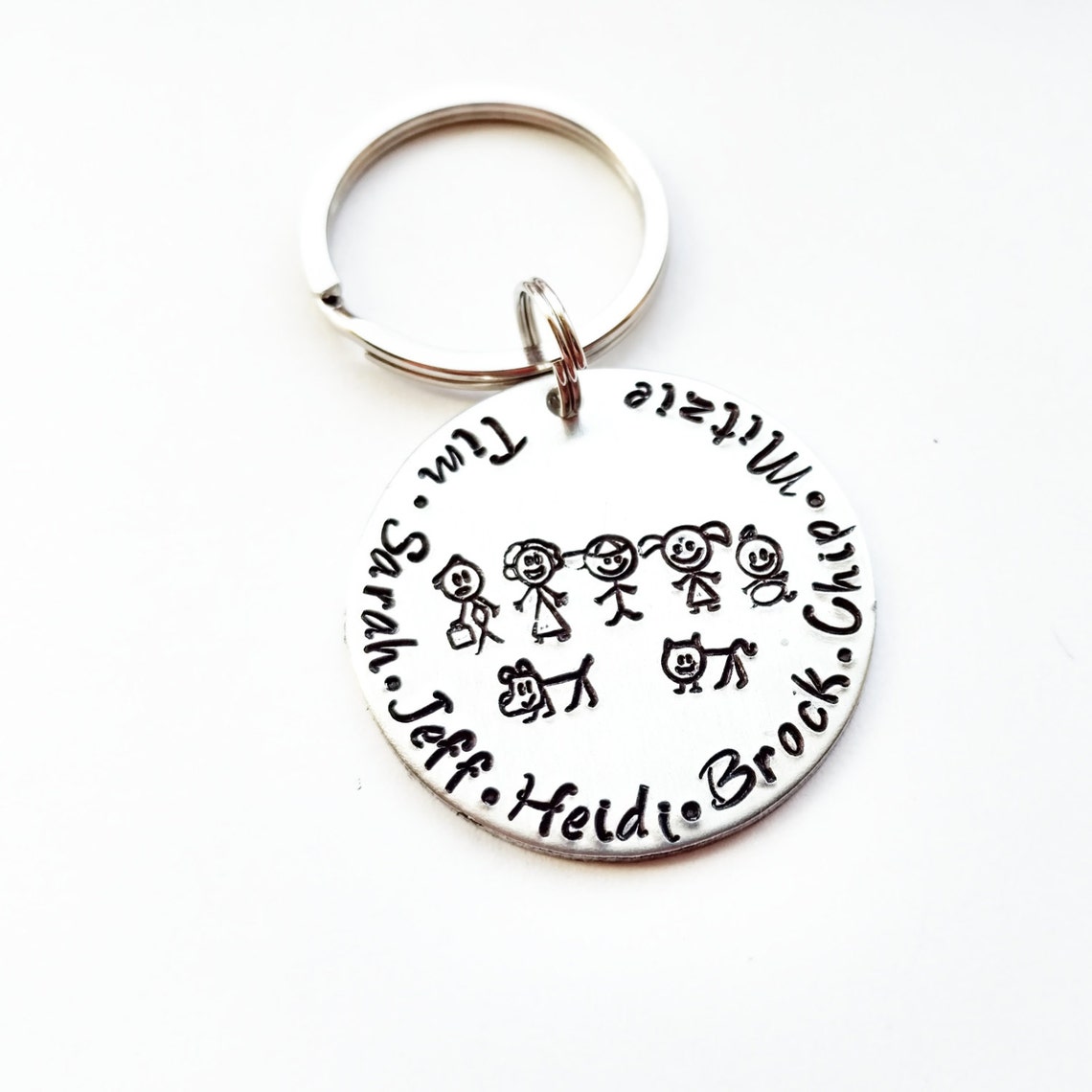 Hand Stamped Family Keychain Personalized Family Keychain - Etsy