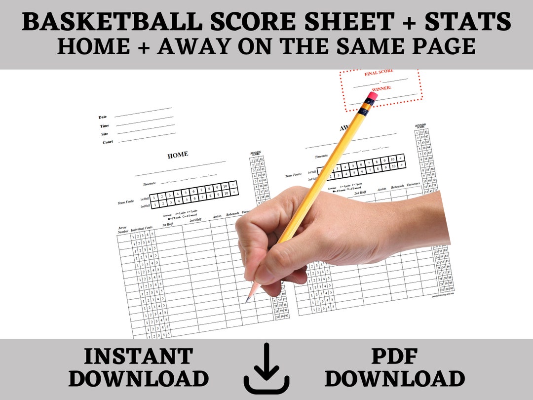 Basketball Score Sheet With Stats Digital Download V2, Instant Download ...