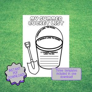 My Summer Bucket List Printable Digital Download, Elementary School ...